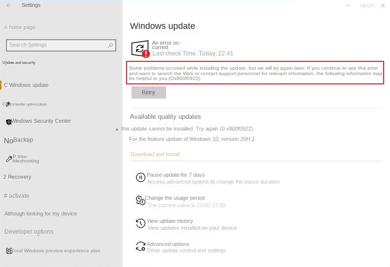 Easy Solutions to Fix The Error 0x800F0922 on Windows 10 - Rene.E Laboratory